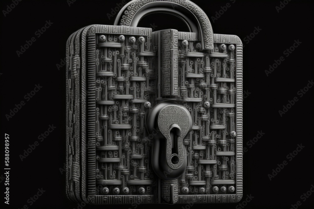 Illustration Stock Giant high detailed lock, steel lock mechanism see ...