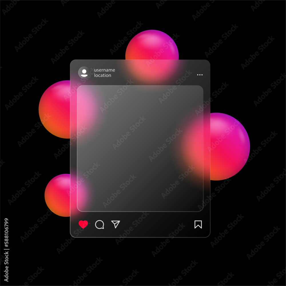 instagram mockup social media post template in glassmorphism background ...