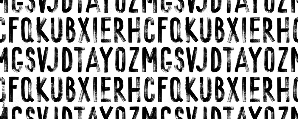 Seamless pattern with grunge alphabet uppercase letters. Hand drawn ...