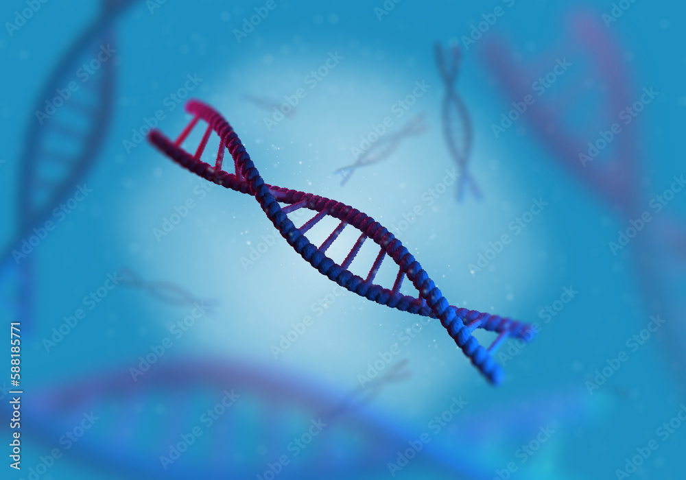 DNA wallpaper. Scientific scenery. Helix of genome. RNA under ...