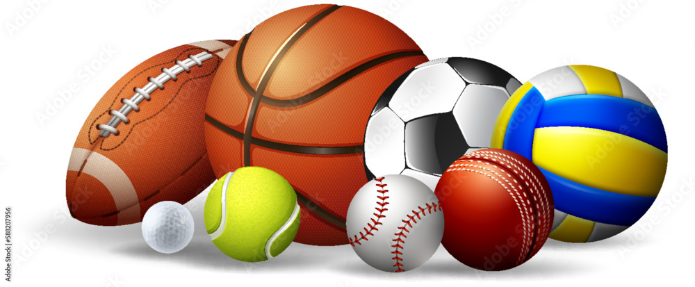 Sports Balls Collection in Vector Stock Vector | Adobe Stock