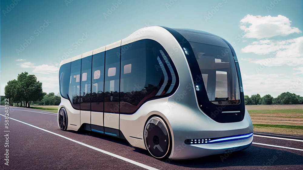 Autonomous self driving bus vehicle, for public transport. Advanced ...