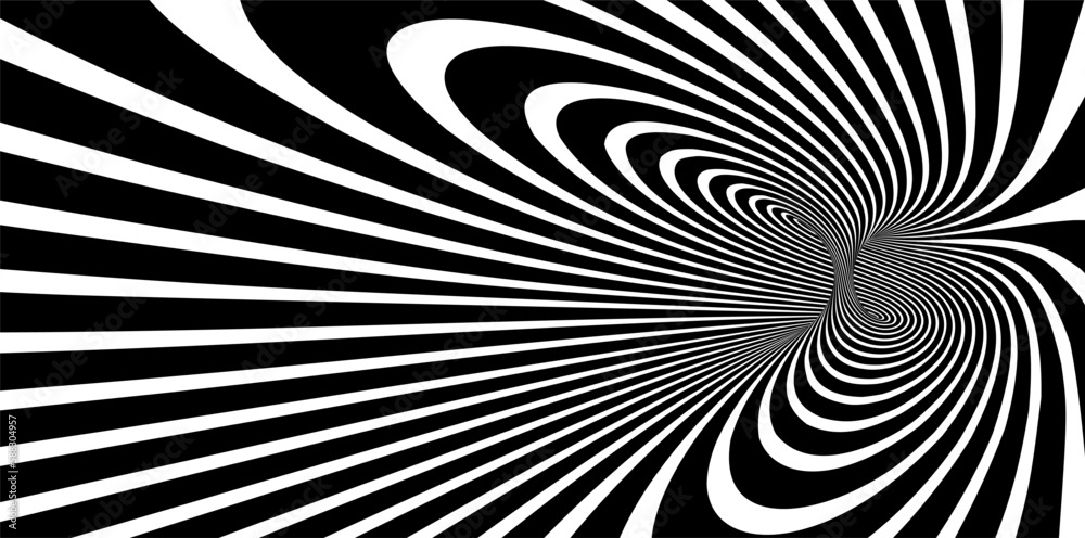 Abstract op art black and white lines in hyper 3D perspective vector ...