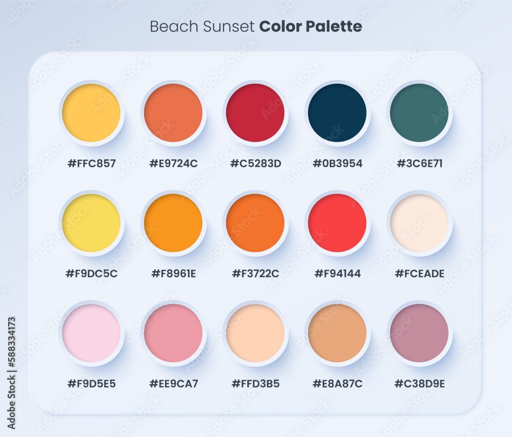 Beach Sunset Trendy pastel colour guide palette catalogue. Future color ...