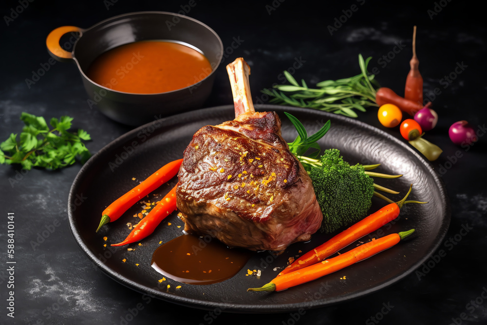 Modern French cuisine, Roasted Lamb neck & rack served with carrot ...