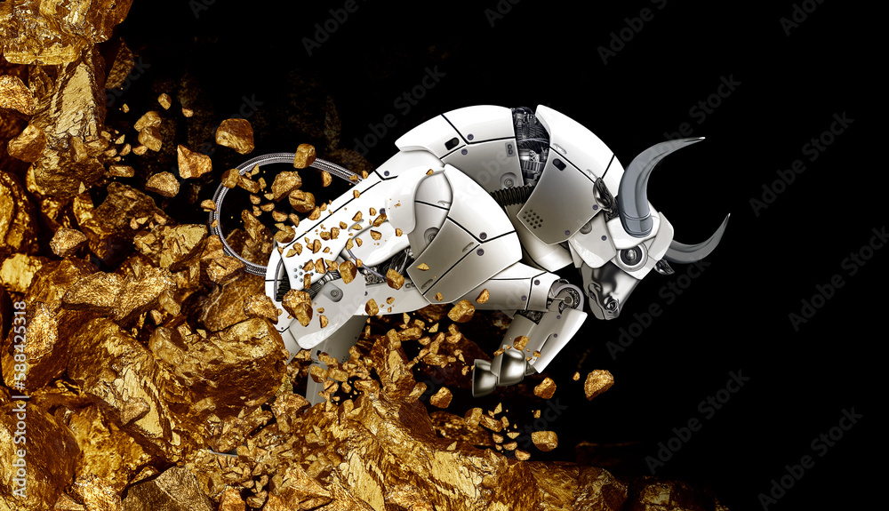 bullish divergence concept, bull robot Stock Photo | Adobe Stock