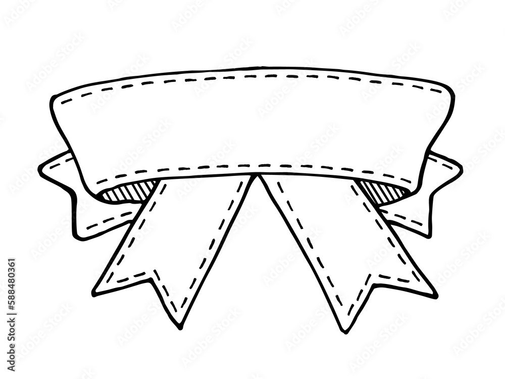 Handdrawn banner scroll symbol, hand painted with thin line. Png ...