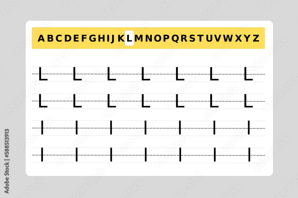 Trace letter L uppercase and lowercase. Alphabet tracing practice ...