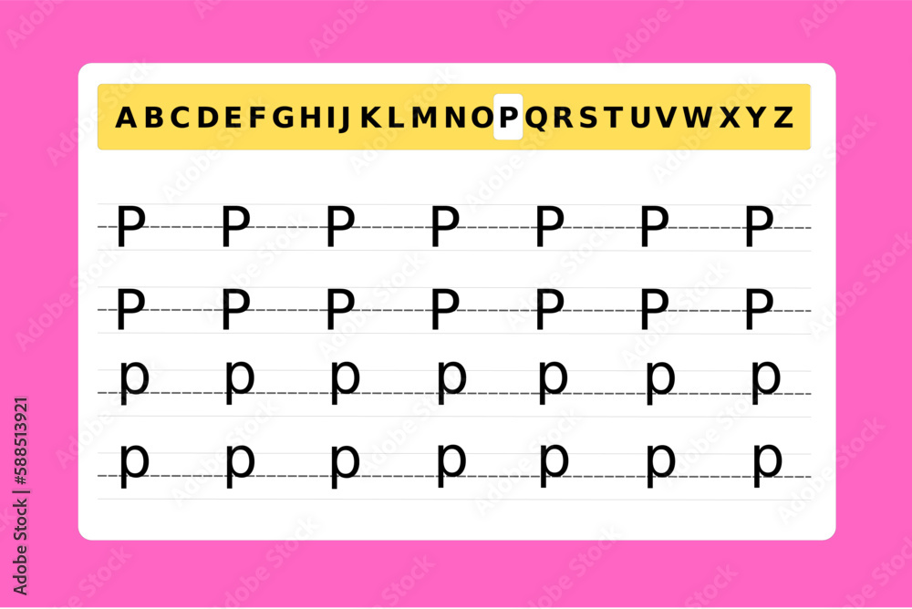 Trace letter P uppercase and lowercase. Alphabet tracing practice ...