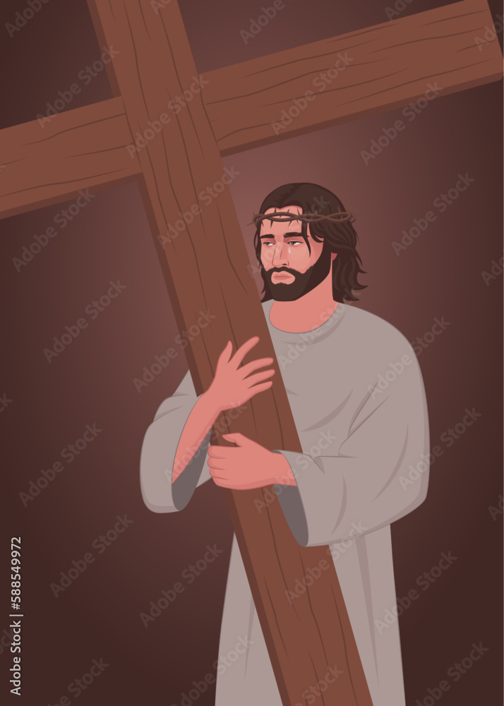 Vía Crucis, primera estación, Jesús cargando la cruz. Semana Santa ...