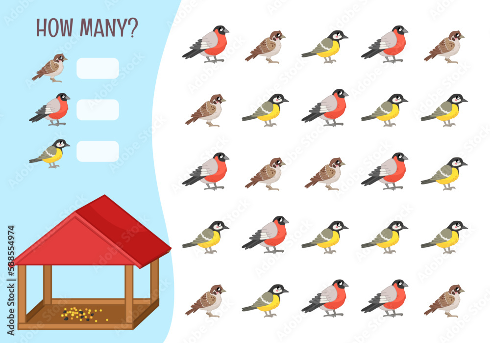 Counting educational children game, math kids activity sheet. How many ...