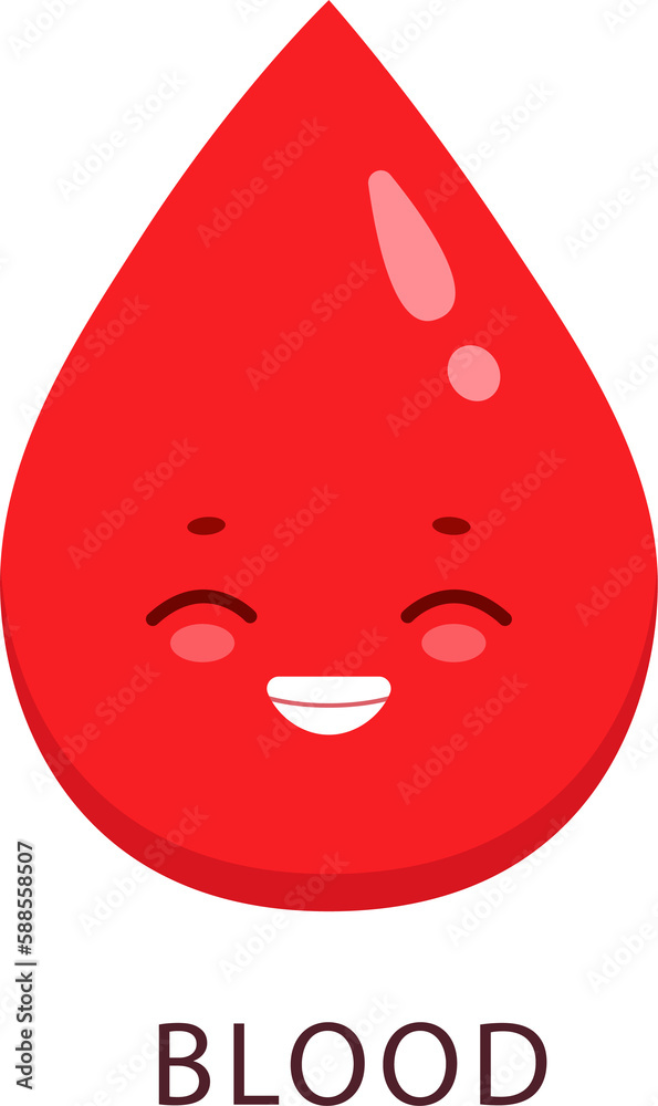 Blood drop human body organ character, anatomy Stock Illustration ...