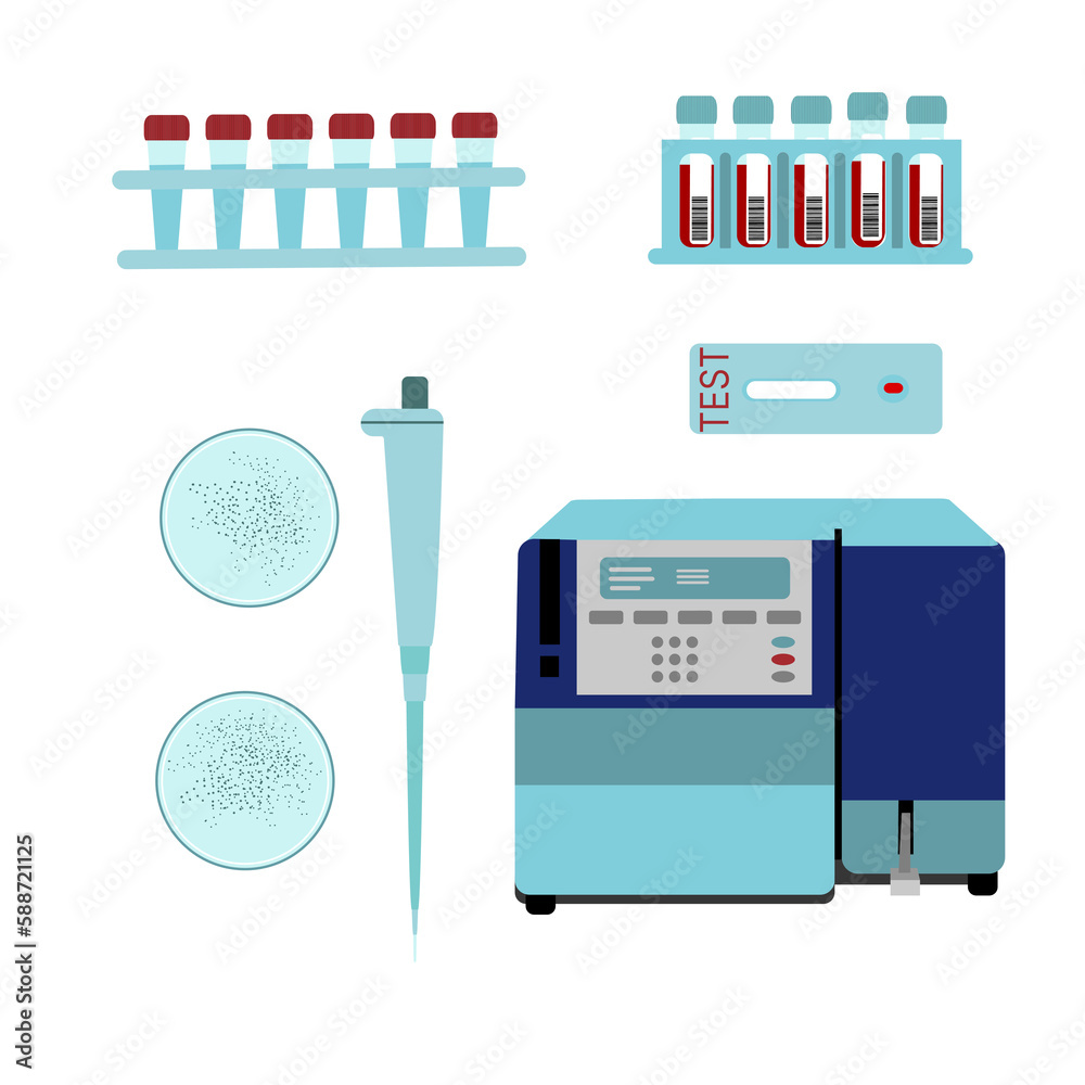 Diagnostic method. Laboratory equipment: Cytometer, express test, smear ...