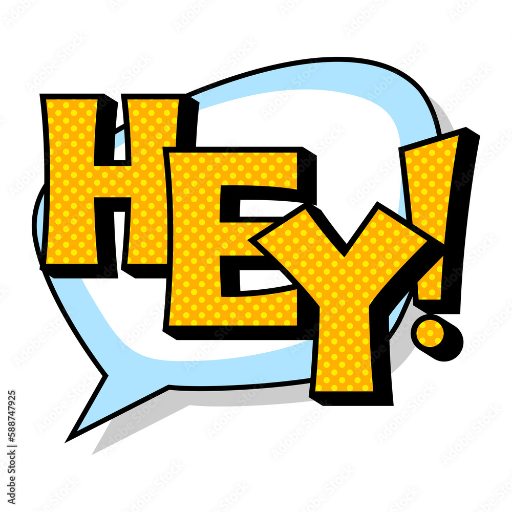 Hey word comic book pop art PNG illustration with transparent ...