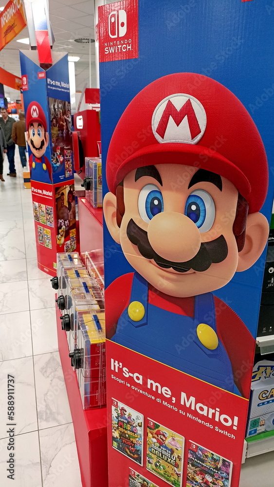NINTENDO SWITCH console exhibitor with the Nintendo character from the ...