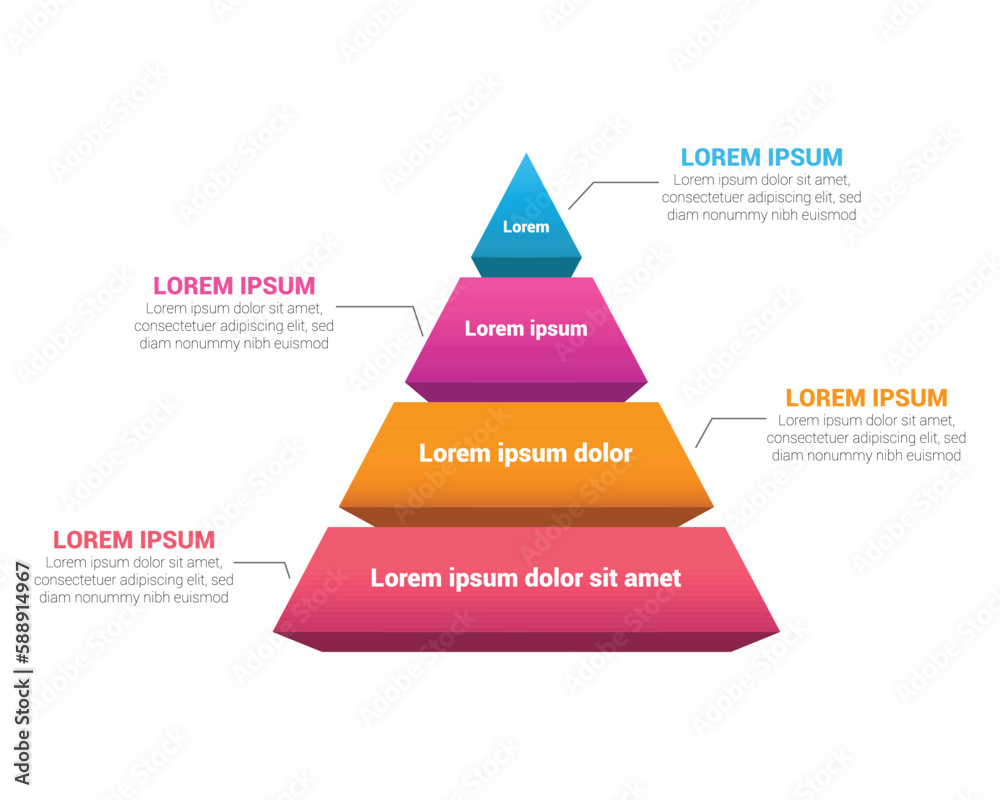 Vector de Stock Pyramid Infographic, funnel pyramid business ...