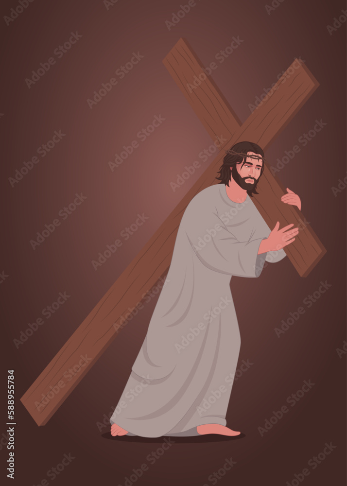 Jesús cargando la cruz. Semana Santa. Viernes Santo. Jueves Santo ...