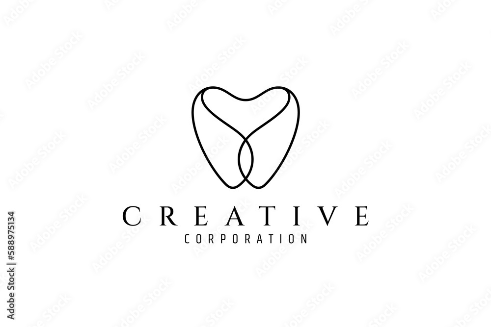 simple tooth dental shape logo with line art design style concept Stock ...