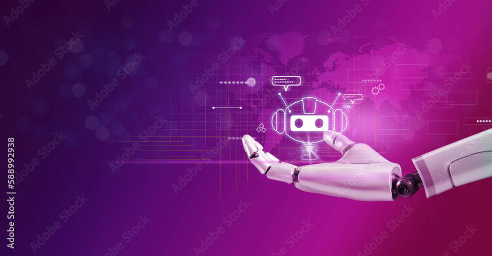 Chatbot Chat with AI, Artificial Intelligence. Robot using technology smart robot AI Stock ...