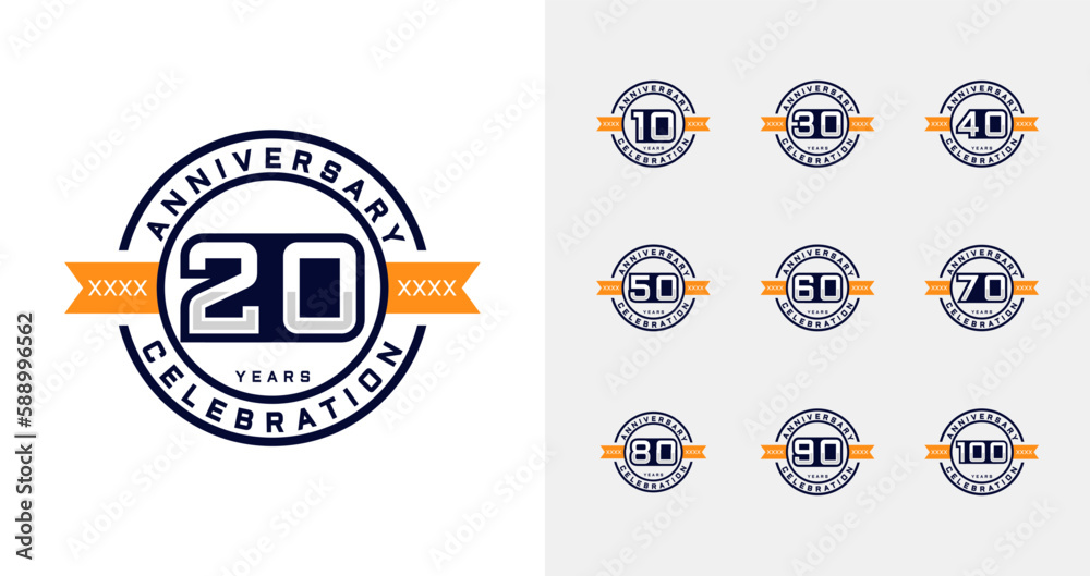 Set of badge anniversary logo for celebration. Birthday symbol with ...