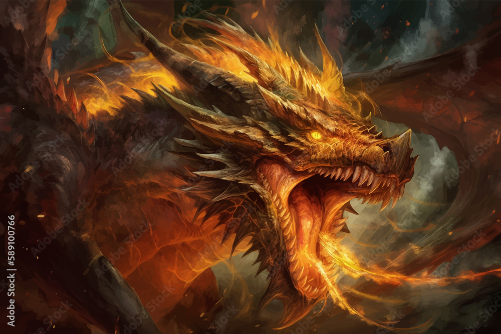 Stock-Illustration „Head of Fantasy Dragon. Ferocious monster. Vicious ...
