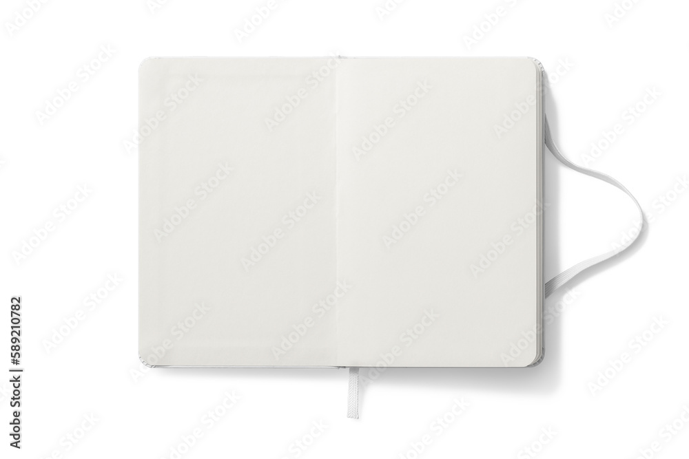 Top view of a white leather notebook mockup isolated on a transparent ...