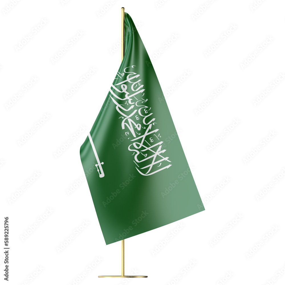 3d flag of Saudi Arabia KSA on stand transparent background PNG Stock ...
