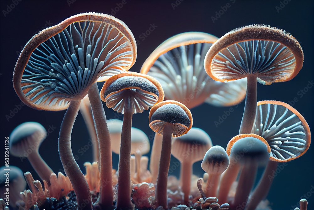 Psilocybin mushrooms, generative ai illustration. Commonly known as ...