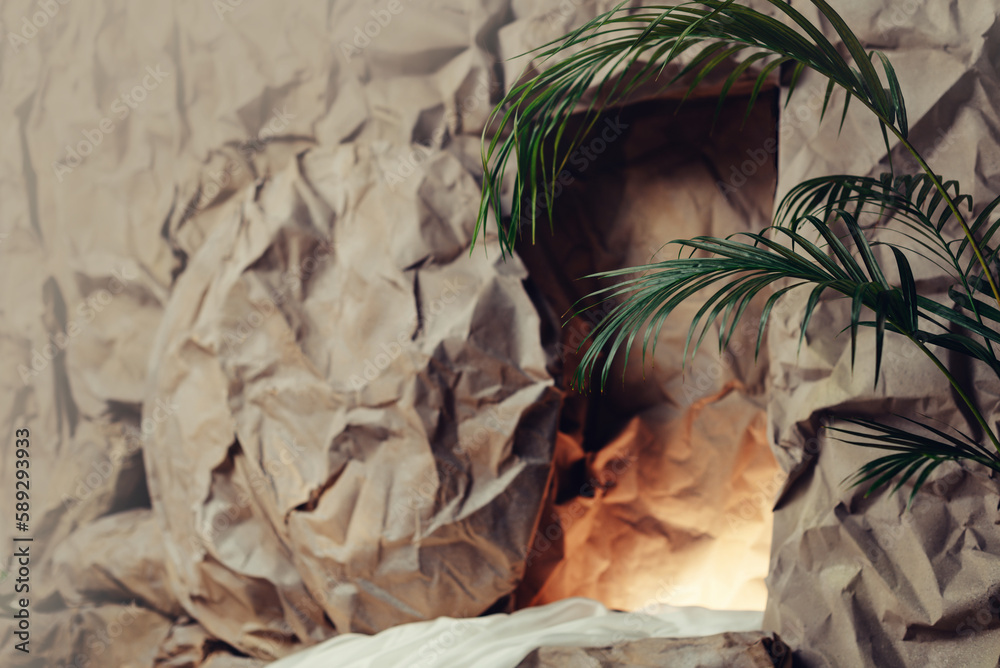 Christian Easter concept. Jesus Christ resurrection. Empty tomb of ...