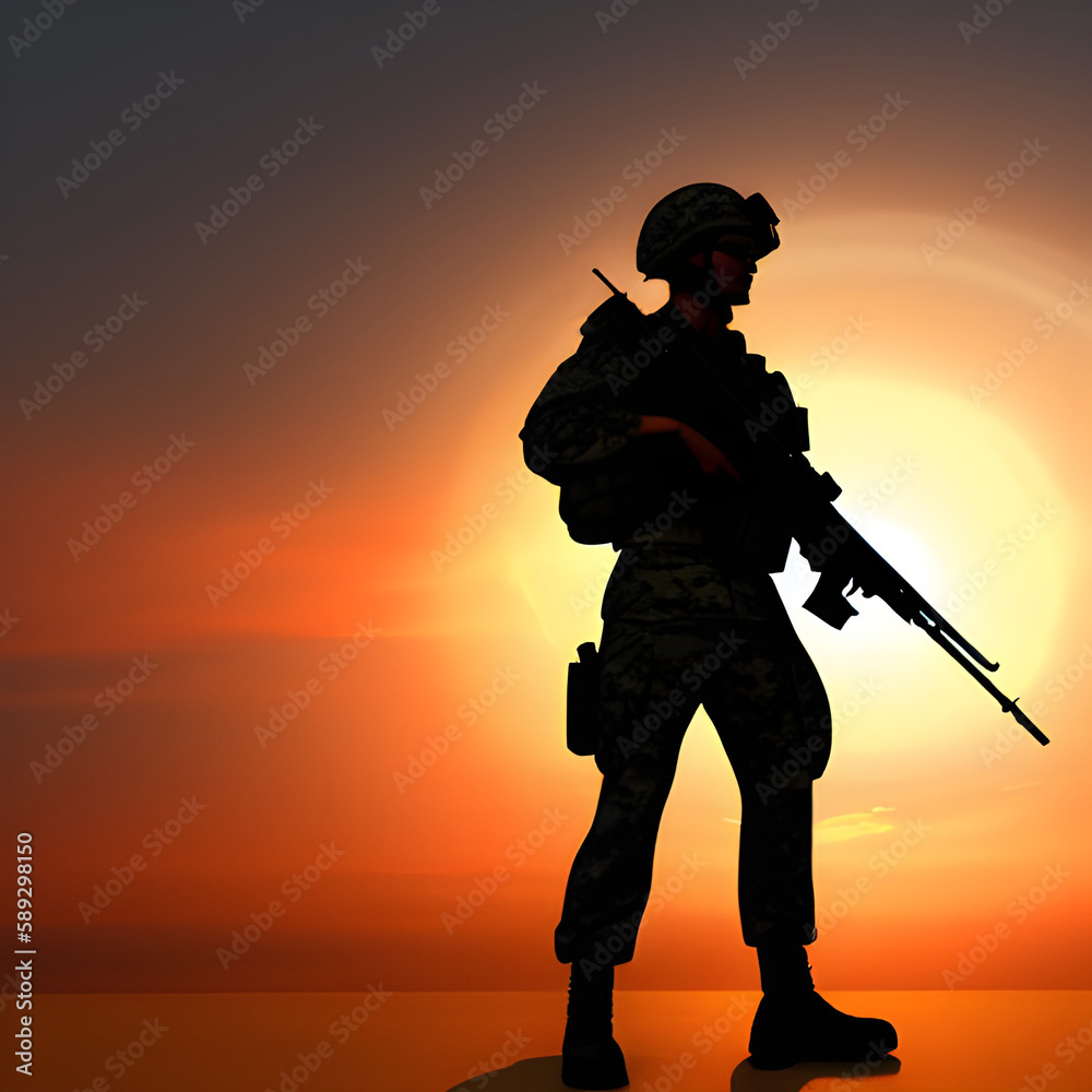 military training man Special Forces soldier stands after the war on ...