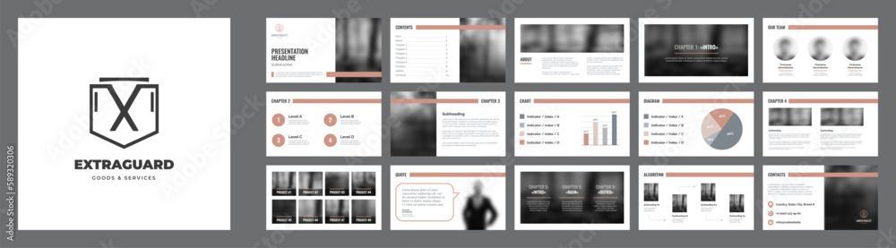 Presentation branding template with slide design and minimal geometric ...