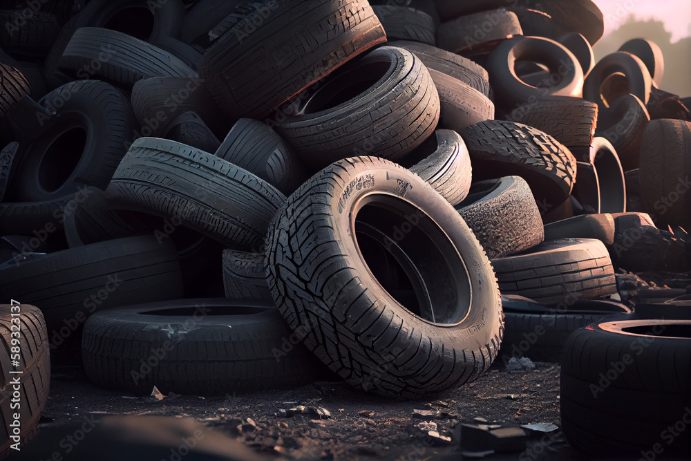pile of old car tires on the ground Stock Illustration | Adobe Stock