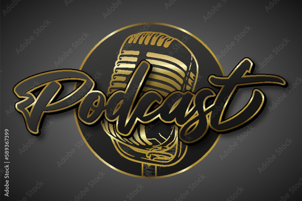 podcast premium luxury golden style editable text effect style template ...