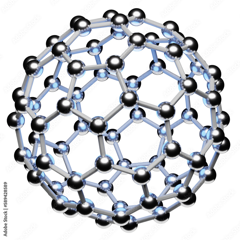 Model of a Fullerene Molecule, isolated allotrope of carbon atoms ...