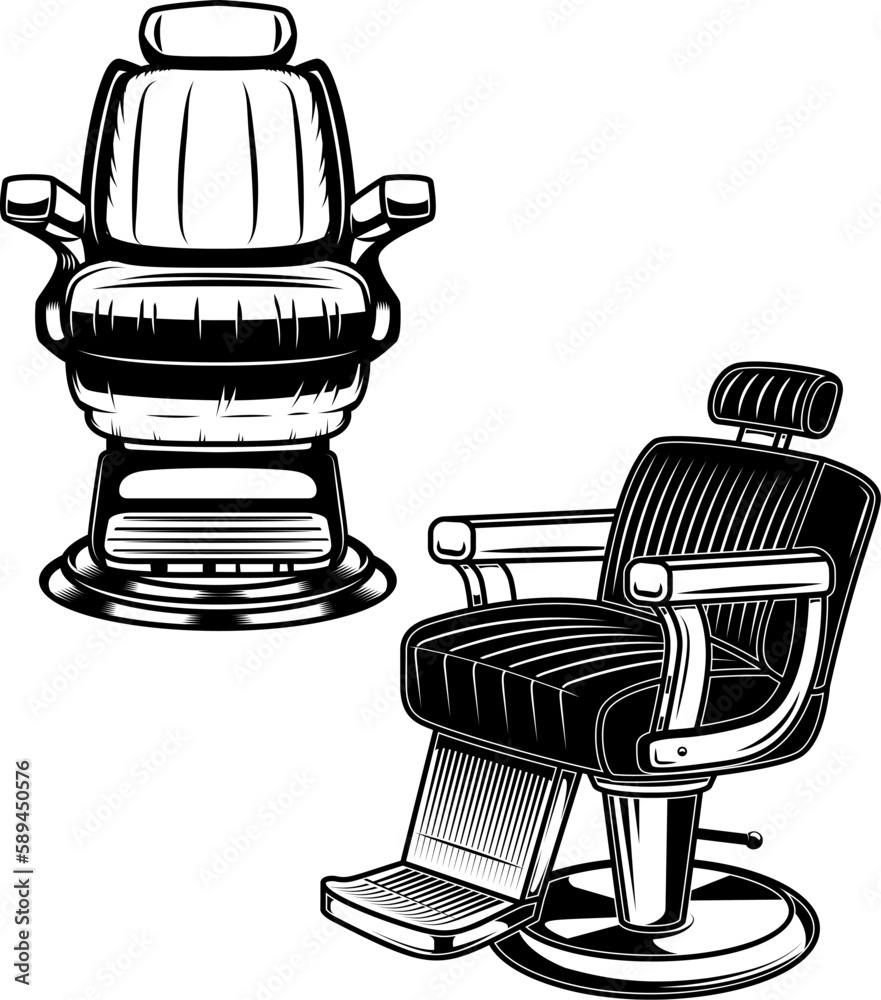 Vintage barber chair vector illustration. Perfect for barbershop logos ...