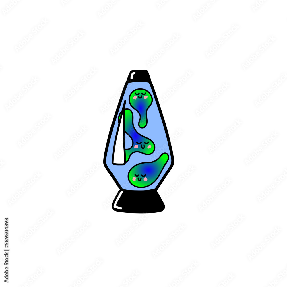 cartoon hand drawn lava lamp. groovy illustarted lavalamp vector ...