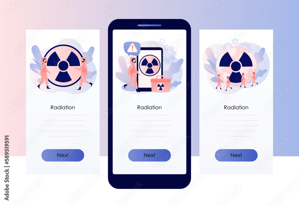 Radiation warning concept. Nuclear toxic waste. People in radioactive ...