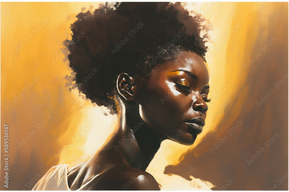 A confident black girl with a strong stature and proud bearing her ...