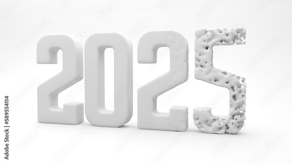 Illustration Stock The 2025 year font text 3D render Image. 2025 Year ...