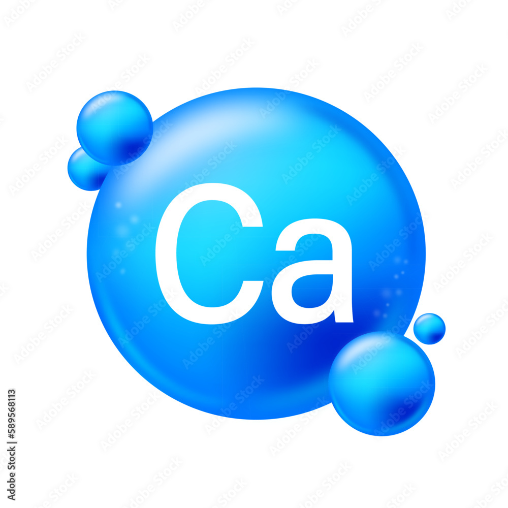 Calcium icon structure chemical element round shape circle light blue ...