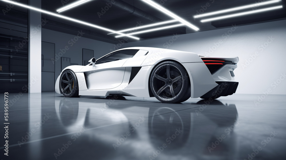 futuristic concept white supercar, Generative AI Stock Illustration ...