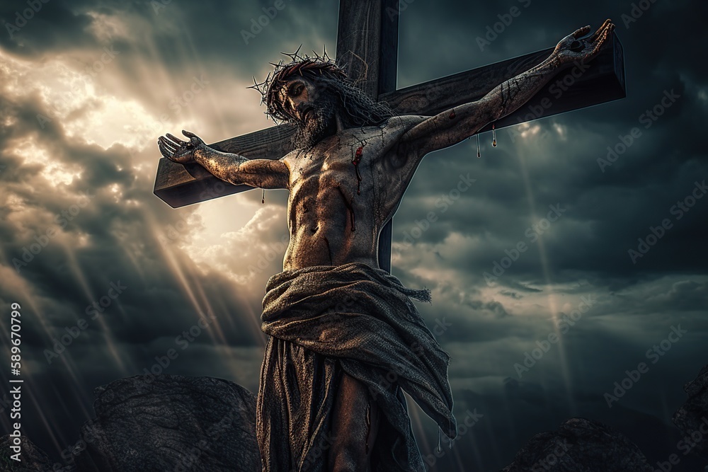 Stock-Illustration „Crucifixion of Jesus Christ made with generative AI“ | Adobe Stock