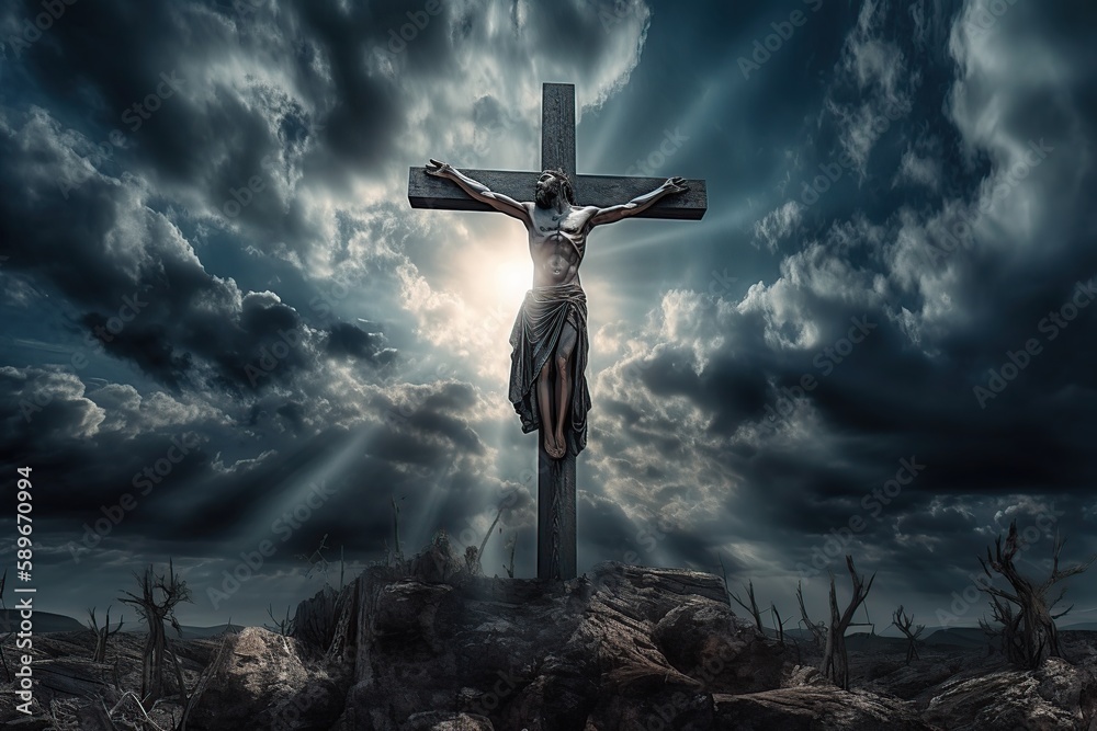 Crucifixion of Jesus Christ made with generative AI Stock Illustration ...