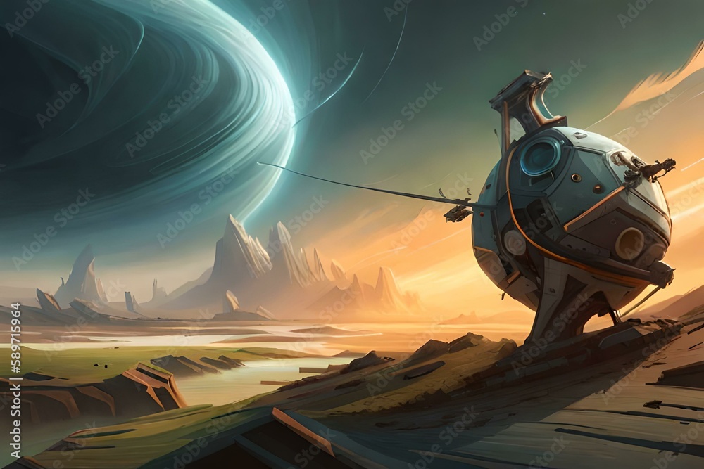 cosmic adventure on a foreign planet, beautiful scenery of landscapes ...