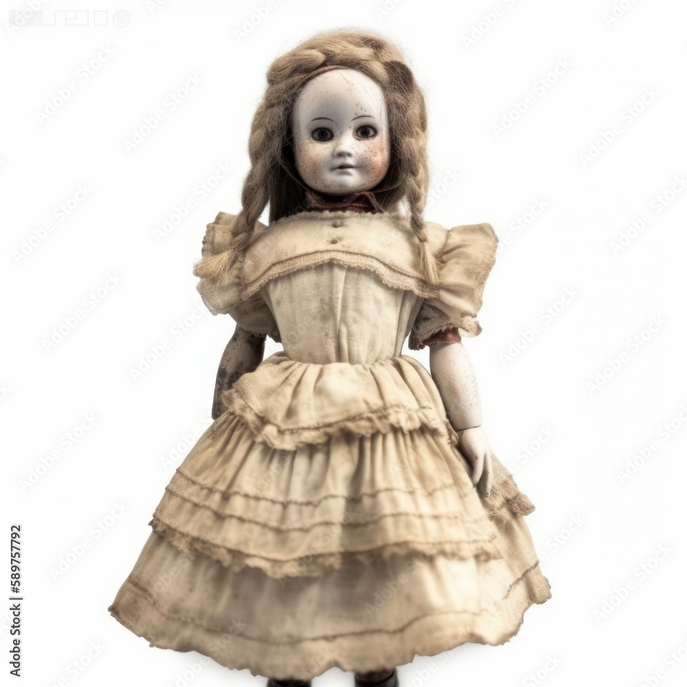 Creepy demonic and cursed Victorian doll, unsettling and eerie ...