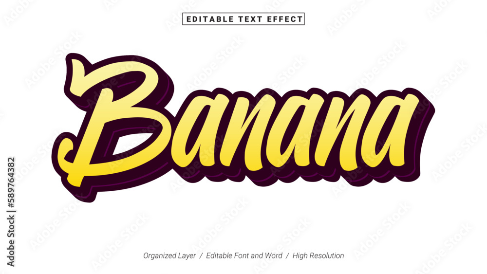 Editable Banana Font Design. Alphabet Typography Template Text Effect ...