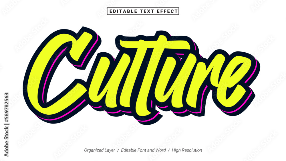 Editable Culture Font Design. Alphabet Typography Template Text Effect ...