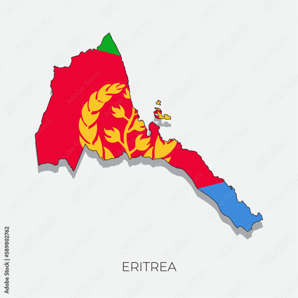 Eritrea map and flag. Detailed silhouette vector illustration Stock Vector | Adobe Stock