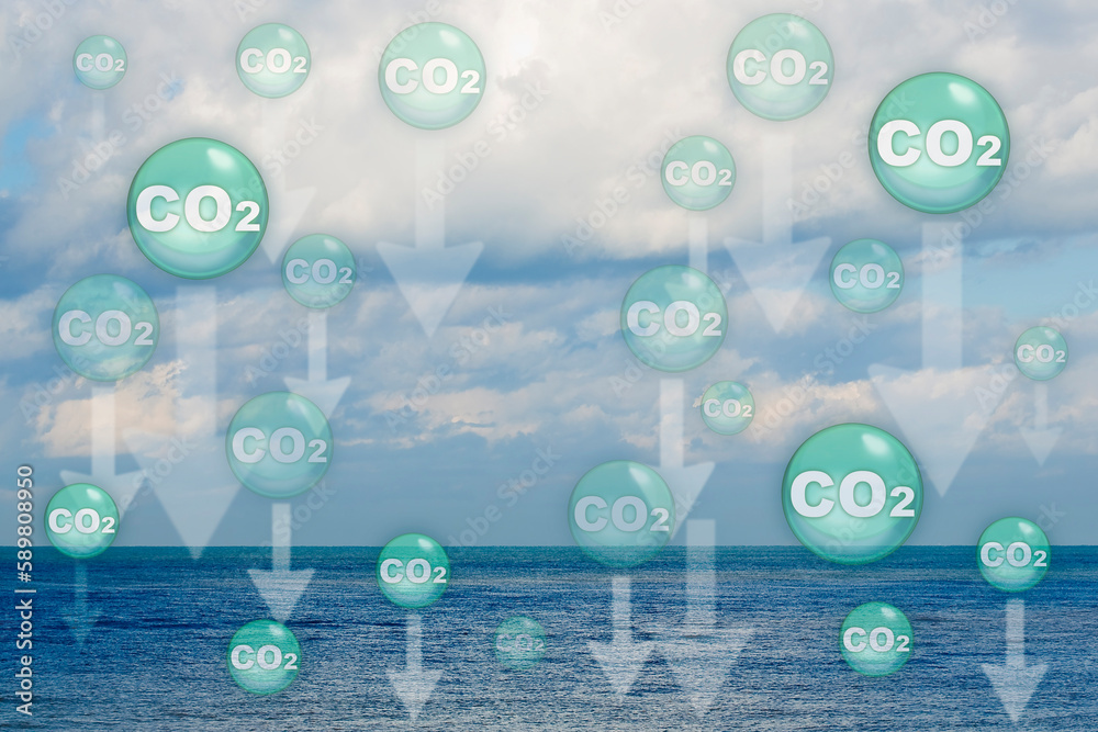 Foto de Stock CO2 Carbon dioxide emissions are absorbed by the oceans ...