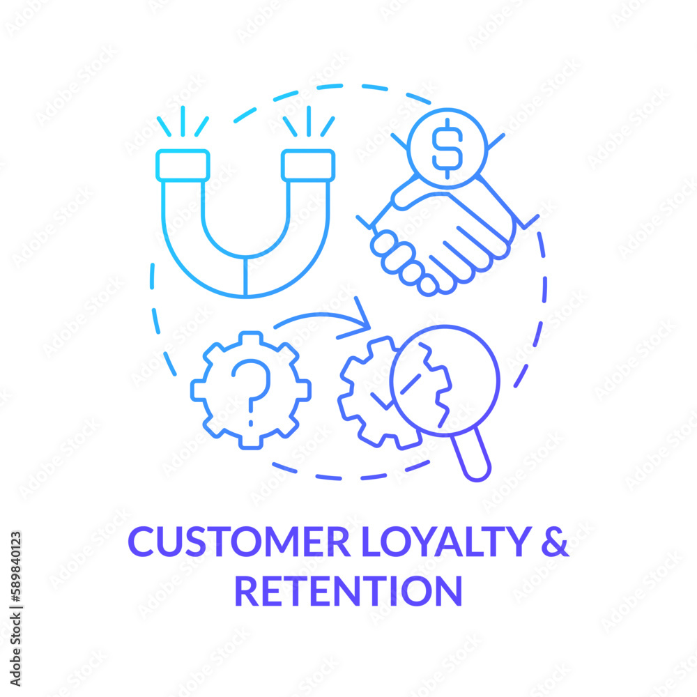 Customer loyalty and retention blue gradient concept icon. Promotion ...